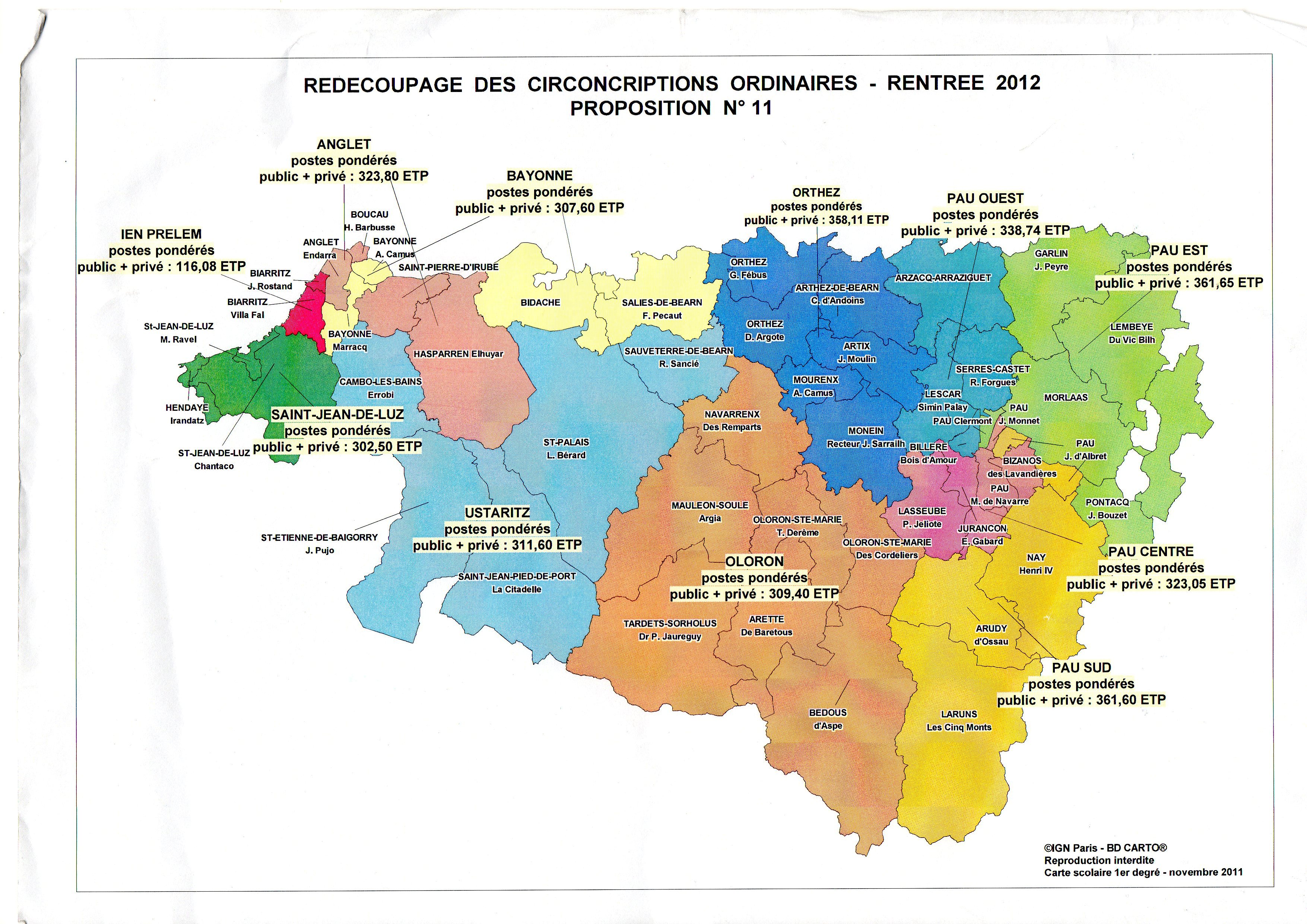 (Re)découpage des circonscriptions 2012 : carte et liste écoles | SNUipp-FSU 64 - Pyrénées ...